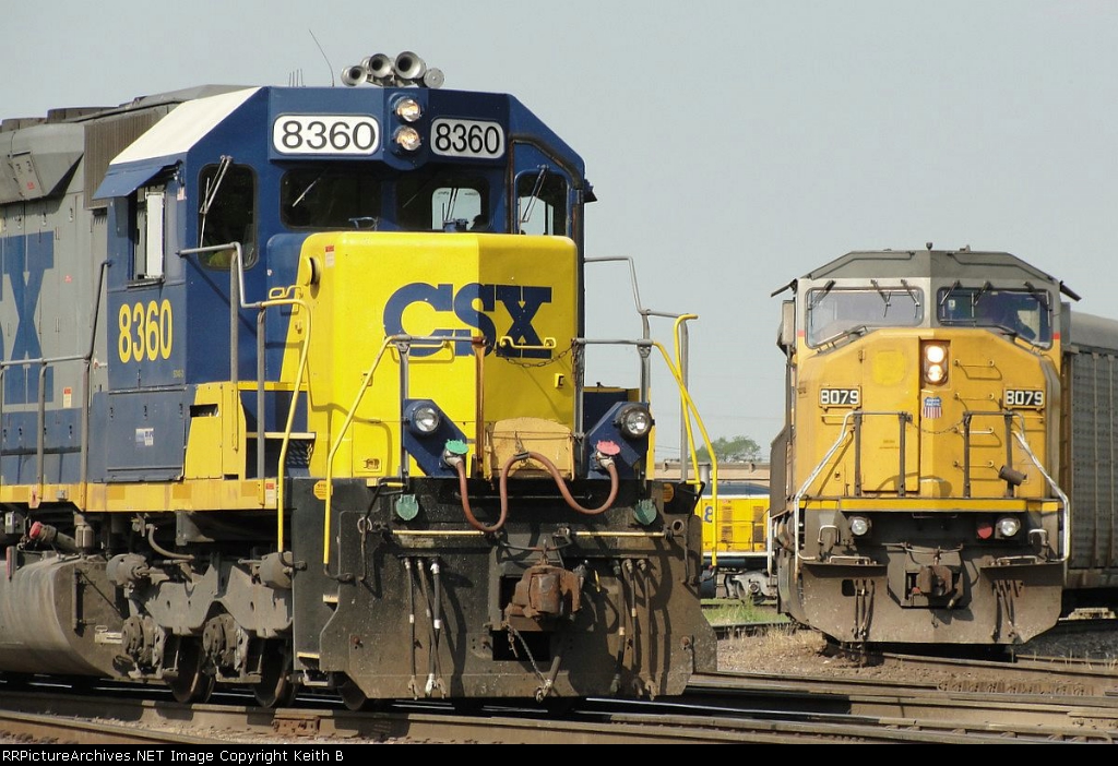 CSX 8360 and UP 8079